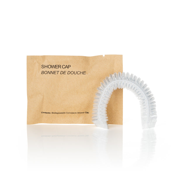 Cornstarch Shower Cap – Kraft Sachet | Eco Hotel Amenity – World Amenities